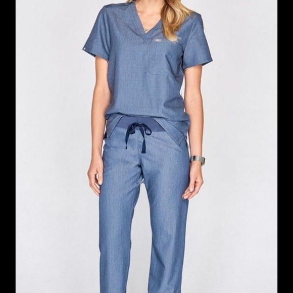 Figs | Tops | Figs Scrubs Set Heather Denim | Poshmark